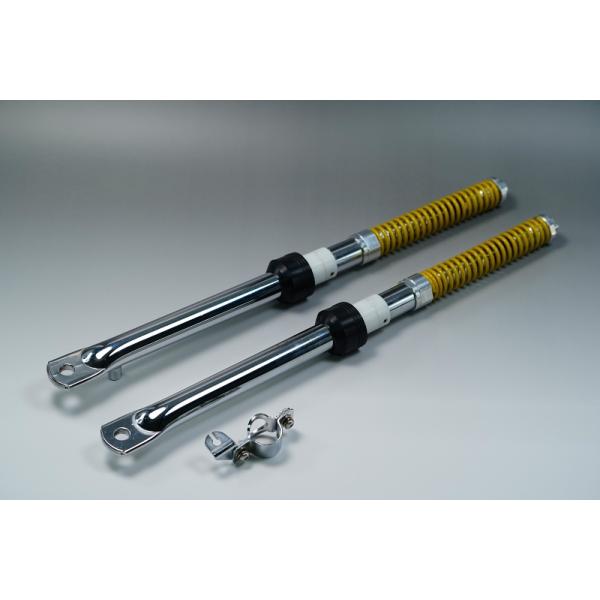 ■特長モンキー/ゴリラ用オイルダンパー機構フロントサスペンションです。油圧ダンパー式のため、路面からの衝撃を効率的に吸収しライダーへの負担を軽減します。25%強化スプリング（カラー:イエローメタリック）を標準装備しています。パイプ径φ25....