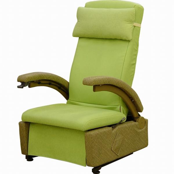 ・レバー操作により背もたれをリクライニングできます。・座面高さは、日本人の体に合わせてしっかり座れる高さになっています。・肘掛け横のスイッチを軽く押している間、ゆるやかに上下動し、腰・ひざに負担をかけずに立ち座りができます。・アームレストが...