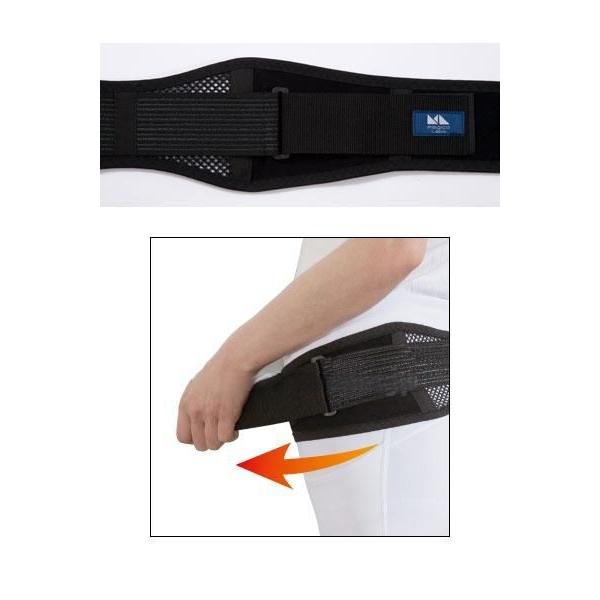 ※こちらの商品はメール便出荷の為、化粧箱から出して出荷する場合がございます動滑車の原理を応用し、左右の補助ベルトを軽く引っ張るだけで、抜群の補整力（特許取得）。独自に開発した曲線的なウェーブ形状を採用。仙骨を中心にしっかりと骨盤全体にフィッ...