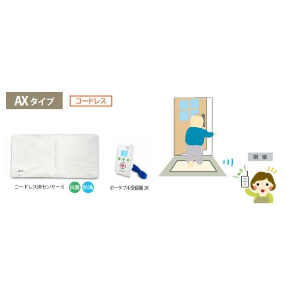 ・対象者の動きを、受信器で知らせます。・踏むと報知。・携帯・据え置き受信器タイプ：持ち運びに適したコンパクトサイズ。液晶表示とメロディ音でお知らせ（最大登録数：100台）。・センサーのケーブルやコンソールがないので設置場所を選びません！●サ...