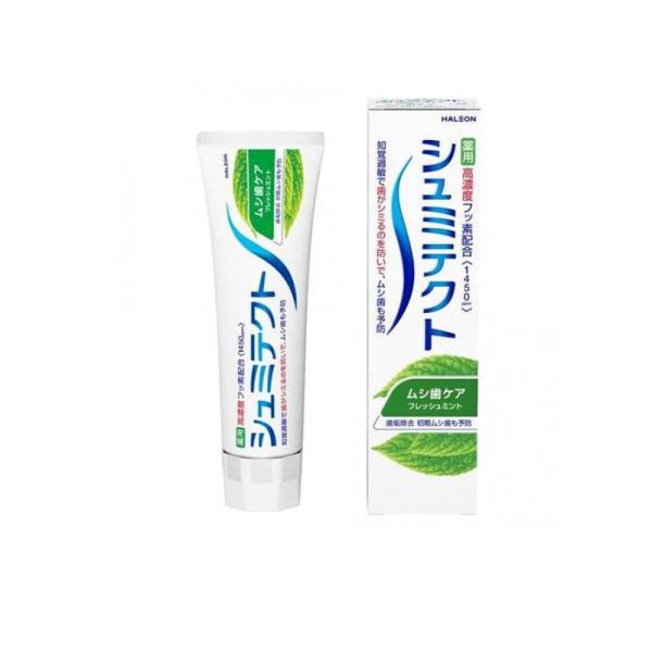 ●薬用ハミガキ シュミテクト ムシ歯ケア●知覚過敏で歯がシミるのを防いで、ムシ歯も予防。●知覚過敏の人のことを考え、冷たいものや熱いものなどの刺激によって歯がシミる不快感や痛みを防ぐ薬用歯磨き粉です。硝酸カリウムがカリウムイオンとなって、歯...
