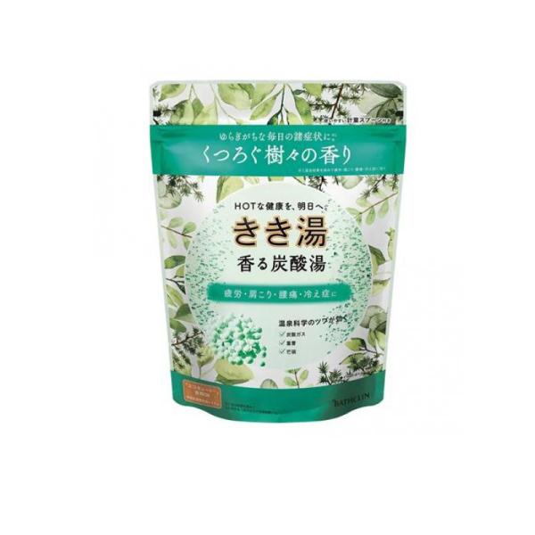 ●バスクリン きき湯 香る炭酸湯 樹々の香り●薬用入浴剤●爽やかな風にそよぐ樹々の香りで、気分くつろぐ。●温浴効果を高めて、ゆらぎがちな毎日の諸症状（だるい疲れ・肩こり・腰痛・冷え症）を緩和します。●重曹・芒硝（温泉ミネラル：有効成分）・炭...