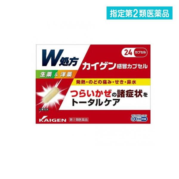 本商品は「指定濫用防止医薬品」です。使用期限は6カ月以上先のものを送ります。　カイゲン感冒カプセルは，アセトアミノフェン，d-クロルフェニラミンマレイン酸塩，dl-メチルエフェドリン塩酸塩などのかぜの諸症状を緩和する成分に加えて，３種類の和...