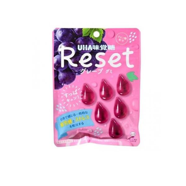 使用期限は6カ月以上先のものを送ります。●UHA味覚糖 リセットグレープグミ ●日常で感じる疲労感とストレスを軽減する「クエン酸」を１袋に２７００ｍｇ配合した機能性表示食品のグミ。●すっぱさ際立つグレープ味。●機能性表示食品