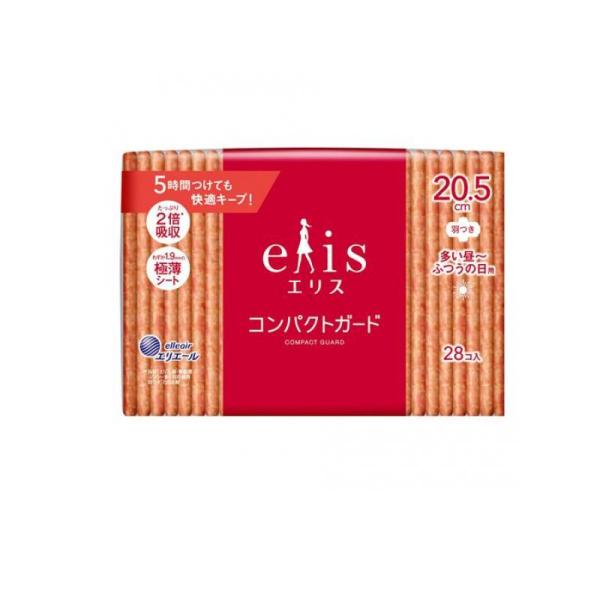 ●エリエール elis エリス コンパクトガード（多い昼〜ふつうの日用）羽つき 20.5cm●生理用ナプキン●5時間つけても快適キープ！極薄シートなのにたっぷり吸収…経血をたっぷり吸収しても、5時間べたつきにくい(*1)。わずか1.9mmの...