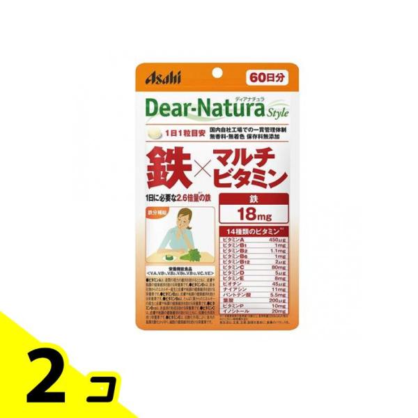 使用期限は6カ月以上先のものを送ります。●アサヒのサプリメント『Dear-Natura Style（ディアナチュラスタイル）鉄xマルチビタミン』●パウチタイプ●鉄とマルチビタミンを1粒で簡単補給！●1日に必要な2.6倍量(*)の鉄とビタミン...
