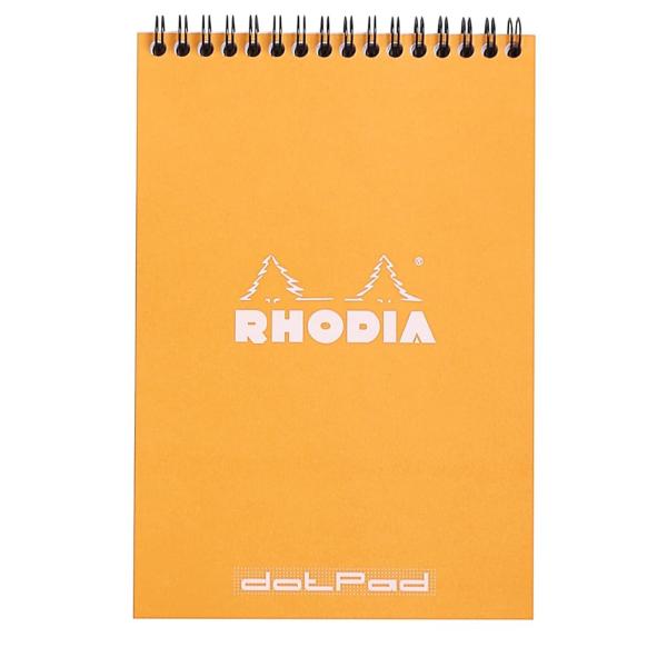 「商品情報」Rhodiaワイヤー綴じメモ帳-ドット80枚- 6 x 8 1/4インチ。 -オレンジカバー。「主な仕様」80 gのpH中性中性紙80枚。エクストラホワイトペーパー、非常に滑らかなサテン仕上げ。ダブルワイヤーバインディング - ...