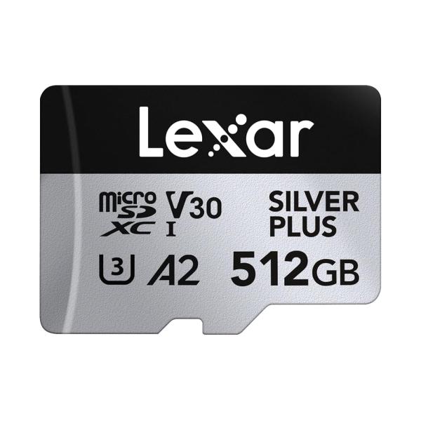「商品情報」Lexar Silver Plus Micro SDカード512GB「主な仕様」想像以上のパワー。 最大読み取り速度205MB/秒で、非常に高速にデータを転送できます。 最大書き込み速度は150MB/秒で、録画を逃さずに連続して...