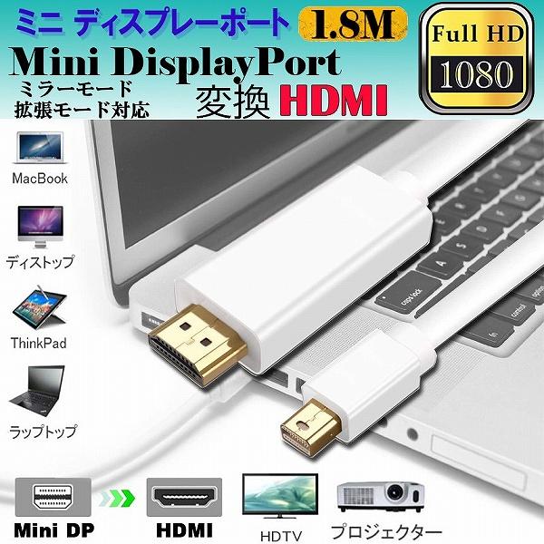 MiniDPtoHDMIはミニディスプレーポート/サンダーボルト付くのパソコンがHDMIインターフェース付のHDTV、モニター、プロジェクターと接続して、ムービーやゲーム等を楽しめるものですオーディオとビデオが同時に送信できます。最大108...