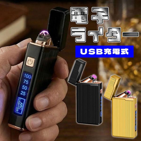 電子ライター USB 充電式 アーク プラズマ 防風 強風 着火 ターボライター ガス オイル 不要 エコ 経済的 軽量 コンパクト 薄型 おしゃれ 高級感 亜鉛合金 アウトドア キャンプ 焚き火 防災 喫煙具 たばこ タバコ 残量表示 父...