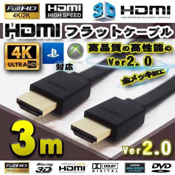 【発売日：2019年03月31日】HDMI フラット ケーブル ハイスピード 4K対応 3D対応 フルハイビジョン対応 ケーブル【注目】フラットケーブルなので壁などにもピッタリフィット！■■■ケーブルの長さ■■■・3メートル（300cm）(...