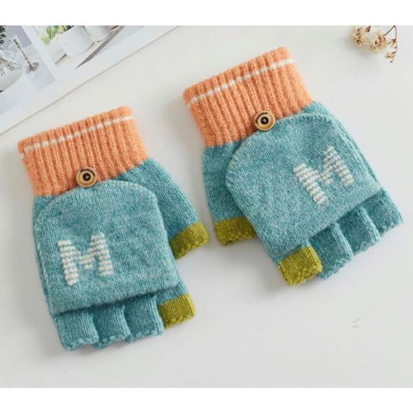 【素材】ポリエステル85%／アクリル15%【サイズ】全体：14cm×11cm／ミトン部分：6cmミトンとフィンガーレスのうれしい2way仕様！ミトンカバーのついたおしゃれなニュアンスカラーのキッズ手袋です。５本指のフィンガーレスタイプなので...