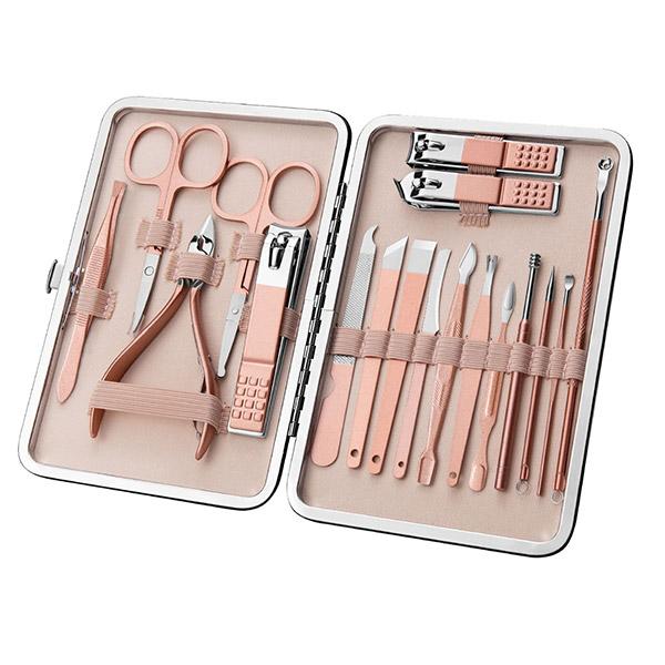 持ち運びや整理に便利なグルーミングツール18点セットです。高品質のステンレス製で、硬くて耐久性があり、鋭い刃で簡単に爪を切れます。爪切りは正面爪切り、斜面爪切り大小の3種類があり、爪にお悩みの方にオススメです。ネイルケアや眉毛鼻毛ケア、ニキ...