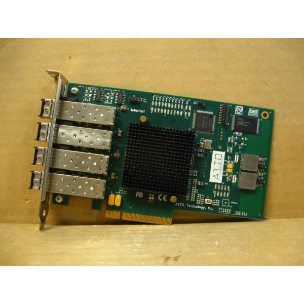ATTO FC-84EN 4ポート 8Gb/s ファイバーチャネル ホストバスアダプタ PCI-EX接続 中古　です。正常動作していたサーバー機からの取り外し品となります。動作に問題がないことを確認済みです。付属品はFCモジュール(※装着済...