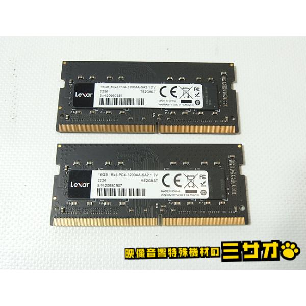 Lexar 16GB 1Rx8 DDR4 PC4-3200AA 16GBx2枚　計32GB●動作確認済みです＊中古品のため多少の使用感等がありますーーーーーーーーーーーーーーーーーーーー・メーカー：Lexar・型　　番：16GB 1Rx8 ...