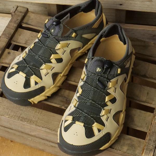 [ ブランド ] メレル　MERRELL[ ジャンル ]スニーカー／サンダル[ 素　 材 ]アッパー：レザー／メッシュアウトソール：メレルスティッキーラバー[ 原産国 ]ベトナムデザイン性と機能性を合わせ持ったスポーツサンダル撥水加工を施し...