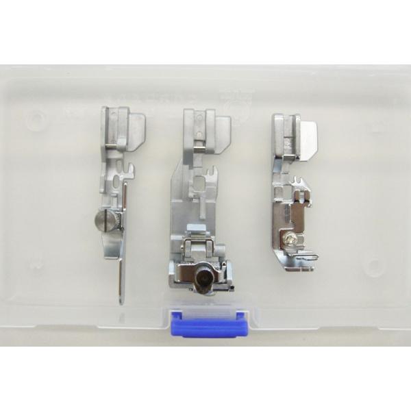 1) ブラインドステッチ押え2) ゴムテープ付け押え3) コーディング押え【機種】MO-1000M/MO-1000ML