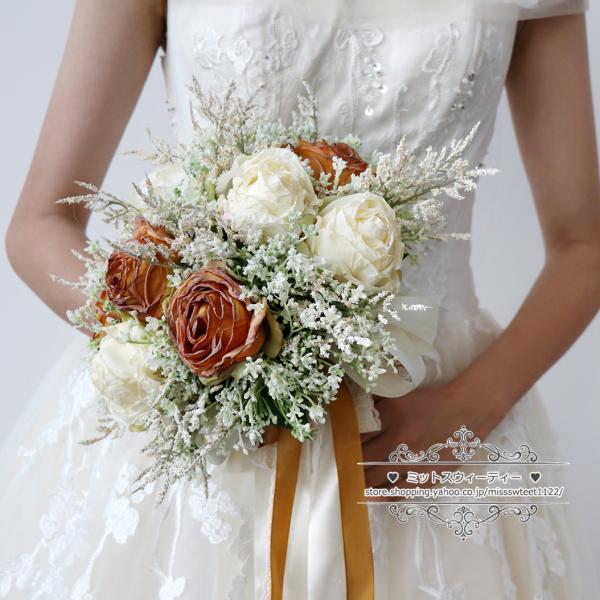 【完成品の販売^^可愛いブーケです。ブライダル、イベント贈答品、インテリアに最適です。晴れの舞台に、新しいタイプのサプライズプレゼントとしてお勧めです。生花と違って枯れることがないので、思い出と一緒にいつまでも形として残せます。セット内容：...