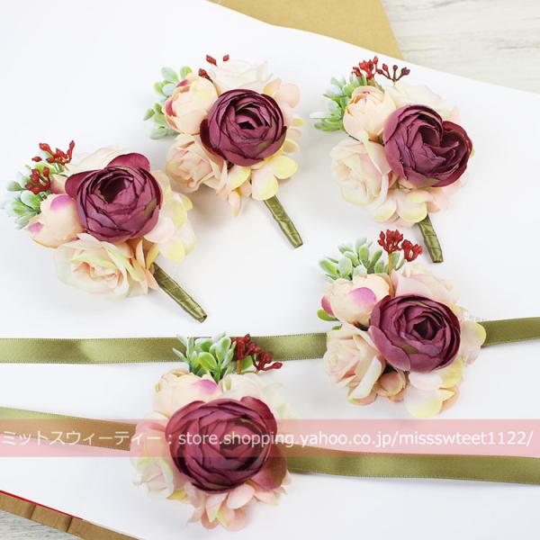 ブライダル、結婚式場、スタジオ、ロケーション撮影に新郎様用ブートニア、ウェディング、パーティー、前撮り、二次会、卒業式など使えてリストブーケ、生花と違って枯れることがないので、思い出と一緒にいつまでも形として残せます。◆手作りのため、多少の...