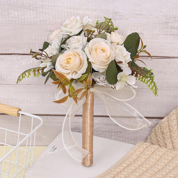 可愛いブーケです。ブライダル、イベント贈答品、インテリアに最適です。晴れの舞台に、新しいタイプのサプライズプレゼントとしてお勧めです。生花と違って枯れることがないので、思い出と一緒にいつまでも形として残せます。サイズ：幅約 20cm 高さ約...