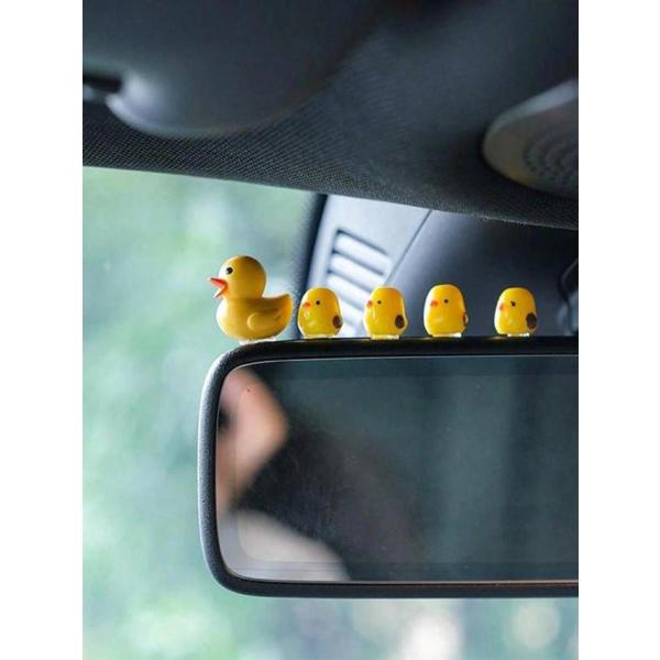 5個 かわいいアヒルのスクリーンセンターコンソールオーナメント 車のルームミラー用、車内装飾