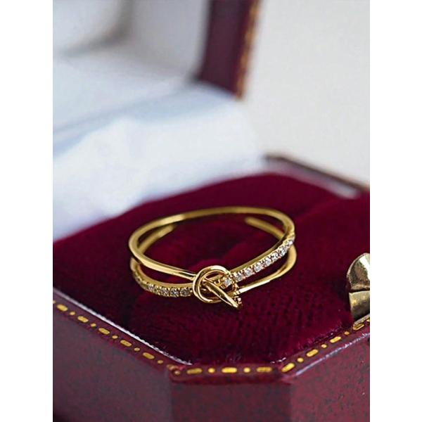 1個 エレガントなノット装飾リング レディース S925スターリングシルバー ファインジュエリー レトロ女性のための夏のギフト