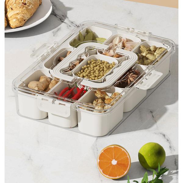 仕様:材質: PPコンパートメント食品容器キッチン透明収納ボックススナックボックススパイスオーガナイザーサービングプラッターエンターテイメントキッチン用