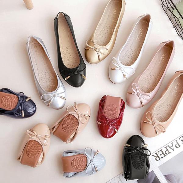 携帯シューズ 携帯スリッパ おりたたみパンプス 折り畳みシューズ 携帯用スリッパ フラットシューズ おしゃれ ポケッタブルシューズ ローヒール 携帯用シューズ レディース 折りたたみパンプス 袋 フラット パンプス ぺたんこ 靴●便利なこと...