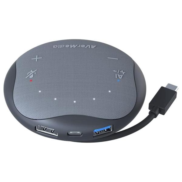 【正規販売店！】東証上場の安心企業です。★AVerMedia ポータブルスピーカーフォン Zoom/Teams/Skype/USB-Cドッキングステーション USBハブ ポータブル会議スピーカーとマイクに対応 AIノイズリダクション AS3...
