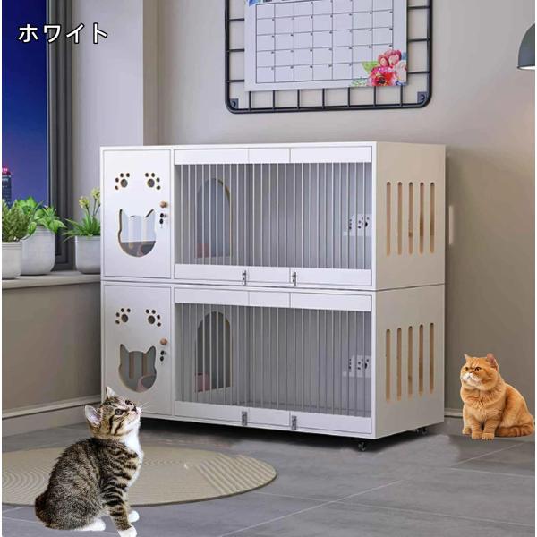 ? 【猫 ケージ 多頭飼い広々とした猫ハウス】当社の木製猫用ケージ猫用トイレ、給水器、フードボウル、おもちゃなど、複数のアイテムを収納できます。1?3匹の猫に適しており、リビングルーム、寝室など、部屋のどこにでも置くことができます。多層の合...