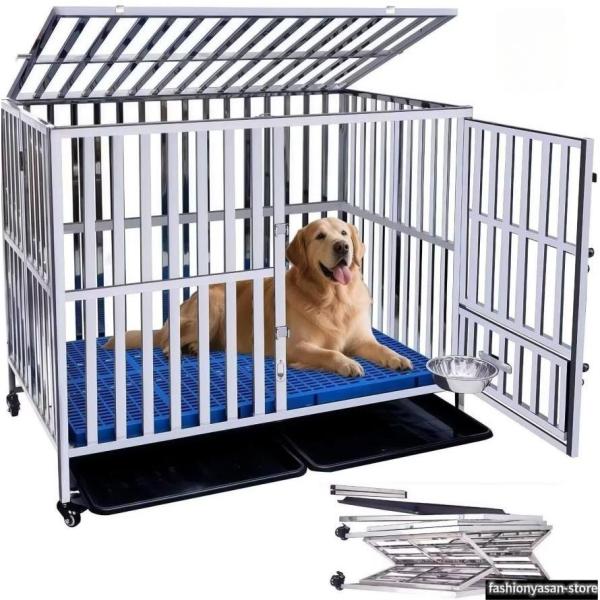 ??【頑丈で耐久性】犬ゲージ高品質のステンレス鋼で作られ、頑丈で耐摩耗性があり、犬がかじることによる変形を心配する必要はありません。サビにも強く室外・室内両方に兼用します。塗装やホルムアルデヒドもなく、安全で環境に優しいです。ご注意：サイズ...
