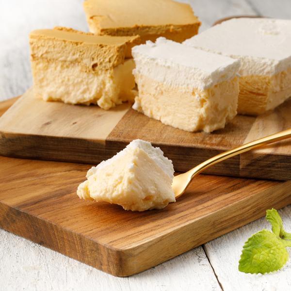 [商品名] 金色のチーズケーキ／銀色のチーズケーキ 2本セット[内容量] 1台（平均重量270g）×2[商品サイズ] 商品サイズ：w18×d7×h4(cm)箱サイズ　：w2.1×d8×h5.5(cm)[原材料]下部に記載[保存方法] 冷凍保...