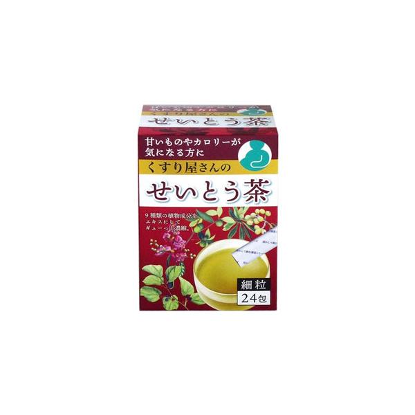 サポートイズム くすり屋さんのせいとう茶は、日本伝来の民間茶に使われる「クワ葉・タラ葉・カキドオシ・ビワ葉」と、海外で人々の健康を守ってきた「グァバ葉・サラシア・バナバ葉など」をエキスにし、溶けやすくて飲みやすい細粒のお茶にしました。