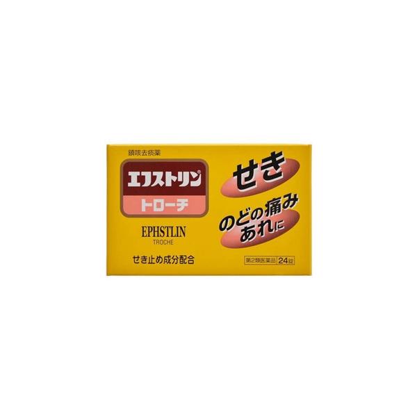 エフストリントローチは，せきをしずめるフェノールフタリン酸デキストロメトルファンと強い殺菌力をもつ塩化セチルピリジニウムを配合したトローチです。