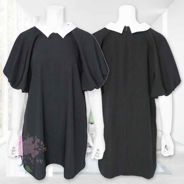 【「チュニックブラウス」】白襟、バルーン袖が特徴的なチュニックブラウスです。【スタイル】バックジッパー半開、サイドポケットあり。【素材】ＵＶ遮へい率90％、吸水速乾、そして透けにく機能も付いたサテン地です。伸びない素材です。◆関連商品【チュ...