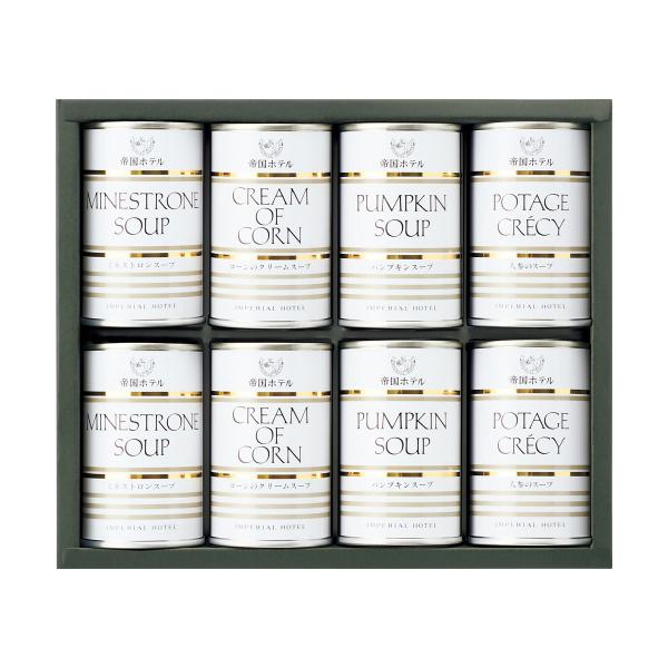 【三越伊勢丹 御中元 総合カタログ ギフトコード】Ｂ０１７２０３ 【商品名】〈帝国ホテル〉スープ缶詰詰合せ【内容量】コーンのクリームスープ・パンプキンスープ・ポタージュクレシー（人参スープ）・ミネストロンスープ各１６０ｇ×各２／プルトップ缶...