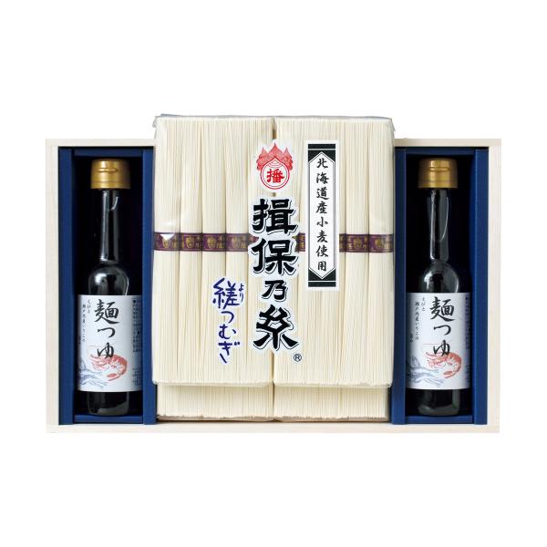【三越伊勢丹 御中元 総合カタログ ギフトコード】Ｂ０２１４５３ 【商品名】〈揖保乃糸〉手延素麺「縒つむぎ」・麺つゆ詰合せ【内容量】北海道産小麦使用手延素麺５０ｇ×２０、麺つゆ（希釈用）１５０ｍｌ×２【外装サイズ】縦22×横33×高さ6cm