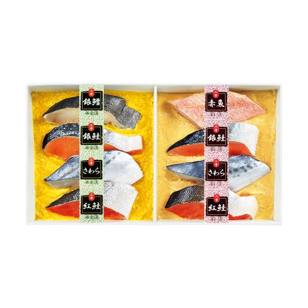 【三越伊勢丹 御中元 総合カタログ ギフトコード】Ｙ０３６２６３ 【商品名】〈二幸〉鮮魚西京漬・粕漬詰合せ【内容量】西京漬（銀だら、銀鮭、さわら、紅鮭）、粕漬（赤魚、銀鮭、さわら、紅鮭）　※切身は個包装パック【外装サイズ】縦21×横39×高...