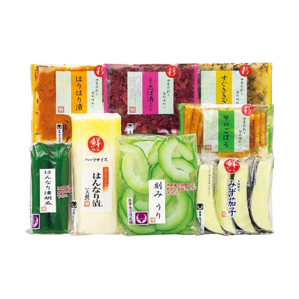 【三越伊勢丹 御中元 総合カタログ ギフトコード】Ｄ０３７１８３ 【商品名】〈土井志ば漬本舗〉京のはんなり漬【内容量】はんなり漬（大根ハーフ、胡瓜１本）、みず茄子９５ｇ、刻みうり７２ｇ、里のごぼう・志ば漬・すぐききざみ・はりはり漬各４０ｇ【...