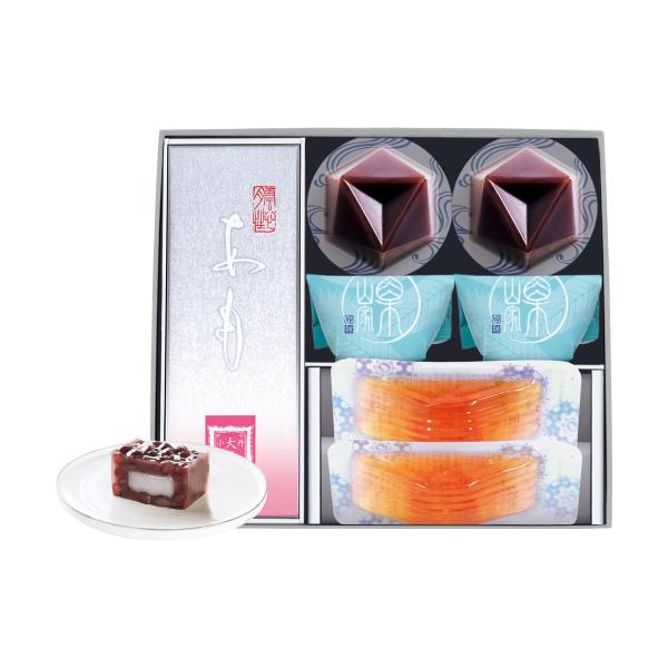 【三越伊勢丹 御中元 総合カタログ ギフトコード】Ｂ０３８１３３ 【商品名】〈叶　匠壽庵〉夏銘菓詰合せ【内容量】あも×１、水羊羹・標野・栗山家×各２【消費・賞味期間】常温で２６日【外装サイズ】縦22×横24×高さ6cm