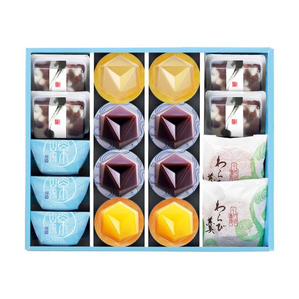 【三越伊勢丹 御中元 総合カタログ ギフトコード】Ｂ０３８１６３ 【商品名】〈叶　匠壽庵〉夏水羹【内容量】水羊羹・夏の玉露地×各４、栗山家×３、濃果汁（林檎）・濃果汁（清見）・わらび羹×各２【消費・賞味期間】常温で３０日【外装サイズ】縦29...