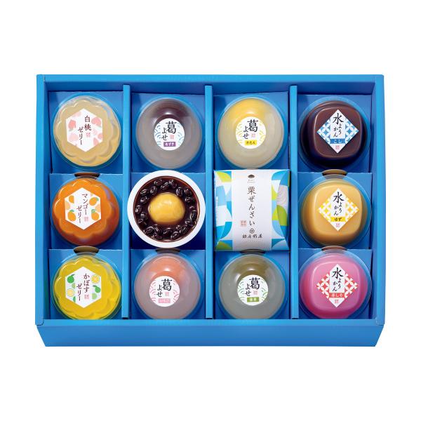 【三越伊勢丹 御中元 総合カタログ ギフトコード】Ｂ０３８２１３ 【商品名】〈銀座鈴屋〉氷華の泉【内容量】葛よせ×４、栗ぜんざい×２、フルーツゼリー・水ようかん×各３【外装サイズ】縦25×横33×高さ7cm