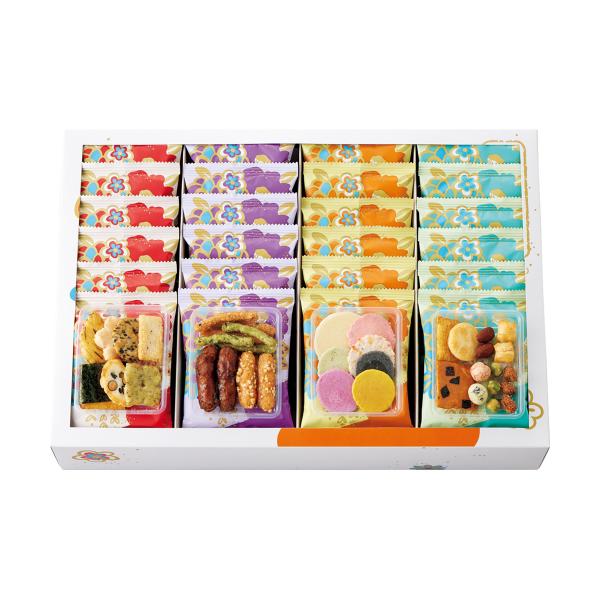 【三越伊勢丹 御中元 総合カタログ ギフトコード】Ｂ０３９０９３ 【商品名】〈京都　祇園萩月〉嵯峨野【内容量】あられ・おつまみ・かりんとう・えびせん×各６袋【外装サイズ】縦30×横43×高さ9cm