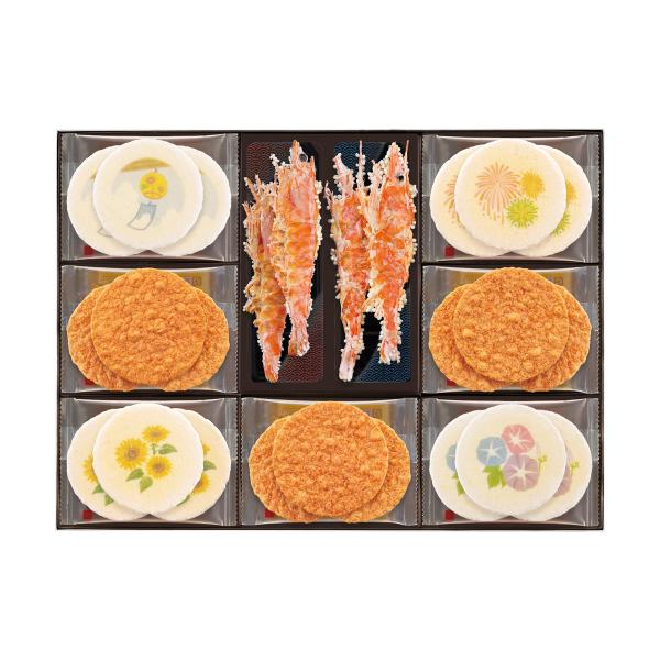 【三越伊勢丹 御中元 総合カタログ ギフトコード】Ｂ０３９８６３ 【商品名】〈桂新堂〉夏のえび物語【内容量】車えび姿焼き・甘えび姿焼き×各１カップ、赤えび炙り焼き×９袋、花火・向日葵・風の音・朝顔×各３袋【外装サイズ】縦28×横38×高さ4cm