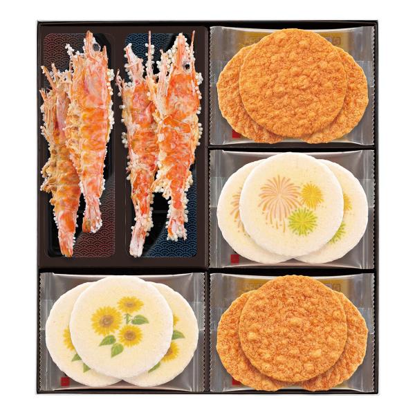 【三越伊勢丹 御中元 総合カタログ ギフトコード】Ｂ０３９９０３ 【商品名】〈桂新堂〉夏のえび物語【内容量】車えび姿焼き・甘えび姿焼き×各１カップ、赤えび炙り焼き×６袋、花火・向日葵×各３袋【外装サイズ】縦28×横26×高さ4cm
