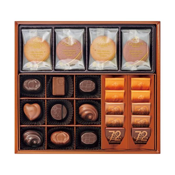 【三越伊勢丹 御中元 総合カタログ ギフトコード】Ｙ０４００９３ 【商品名】〈ゴディバ〉チョコレート＆クッキー　アソートメント【内容量】ラングドシャクッキー×８／日本製、チョコレート×１９／ベルギー製【外装サイズ】縦24×横27×高さ4cm...