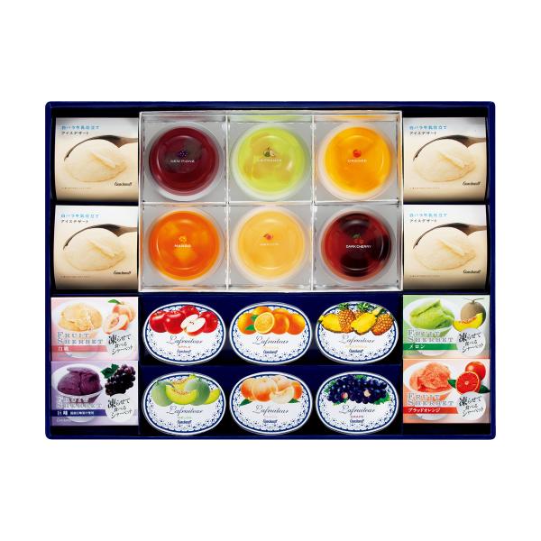 【三越伊勢丹 御中元 総合カタログ ギフトコード】Ｂ０４１１６３ 【商品名】〈ゴンチャロフ〉クールメッセージ【内容量】フルーティングココ・ラフルーティア×各６、フルーツシャーベット・白バラ牛乳仕立て　アイスデザート×各４【外装サイズ】縦33...