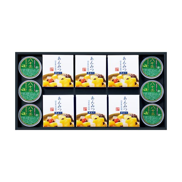 【三越伊勢丹 御中元 総合カタログ ギフトコード】Ｂ０５０４９３ 【商品名】あんみつ・八女茶寒天ぜんざい詰合せ【内容量】粒あんあんみつ（黒みつ付）・八女茶寒天ぜんざい×各６【外装サイズ】縦25×横48×高さ8cm