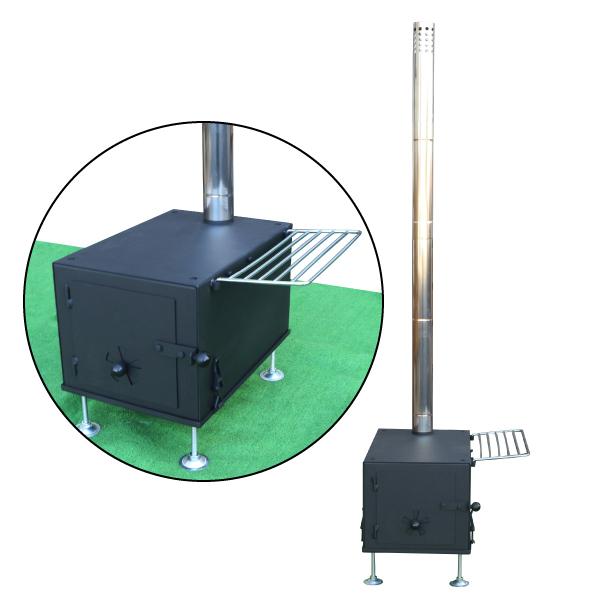 食べるの大好き！欲張りな３ＷＡＹ♪Mt.SUMI（マウント・スミ）の薪ストーブに今季、新モデルが登場。なんと！こちらは薪ストーブ・バーベキューグリル・スモーカータイプの３ＷＡＹタイプ！薪ストーブをひっくり返してバーベキューグリル♪立てればス...