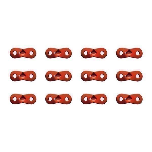 Pro.モデルのロープに付属している赤いカラーのアルミ自在です。3mmと4mm、どちらのロープにも対応しますので、テントやタープなど、様々な幕体にご使用頂けます。[材質] アルミニウム合金（アルマイト加工）[セット内容] アルミ自在×12[...